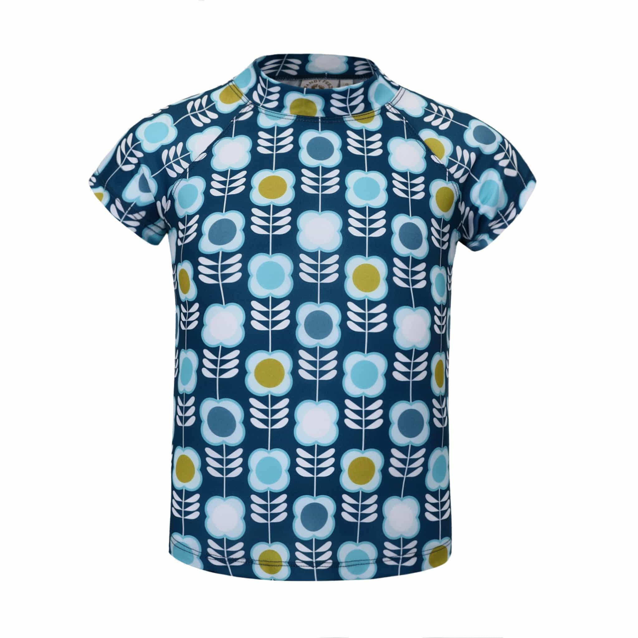 Girls Aegean Retro Flower Short Sleeve Rashie | Sandy Feet Australia